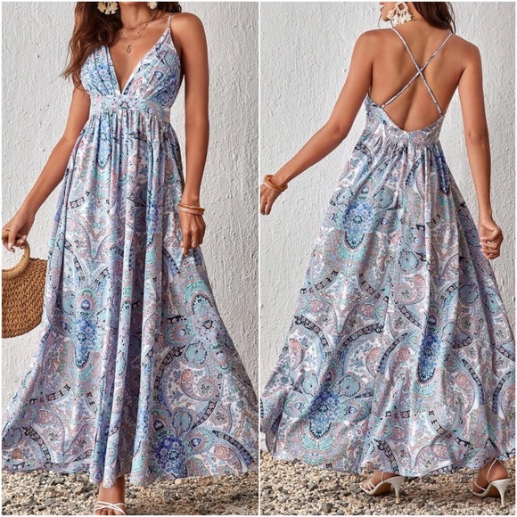 Dresses | Boho Paisley Print Maxi Dress | Poshmark